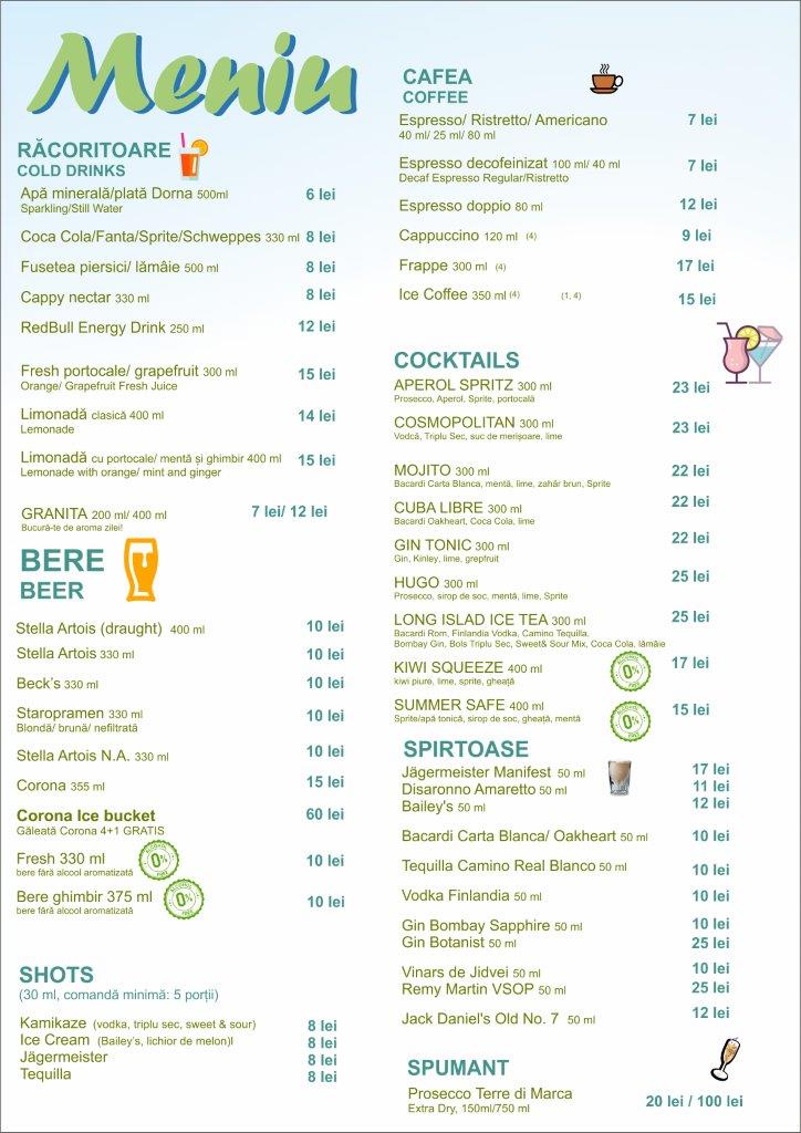 Meniu Pool Park - Astoria Hotel